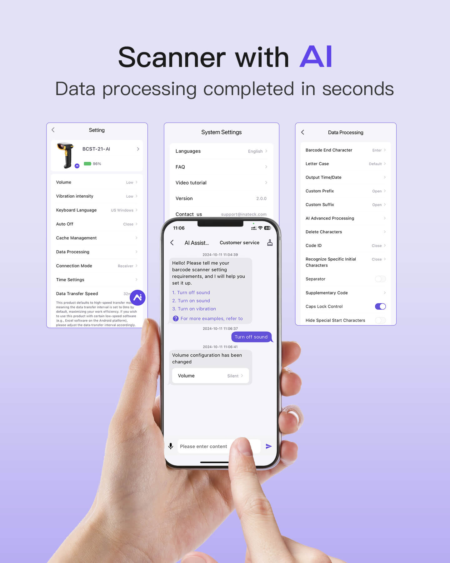 AI Barcode Scanner with APP/SDK Support & Hyper Long 100M Transmission ...