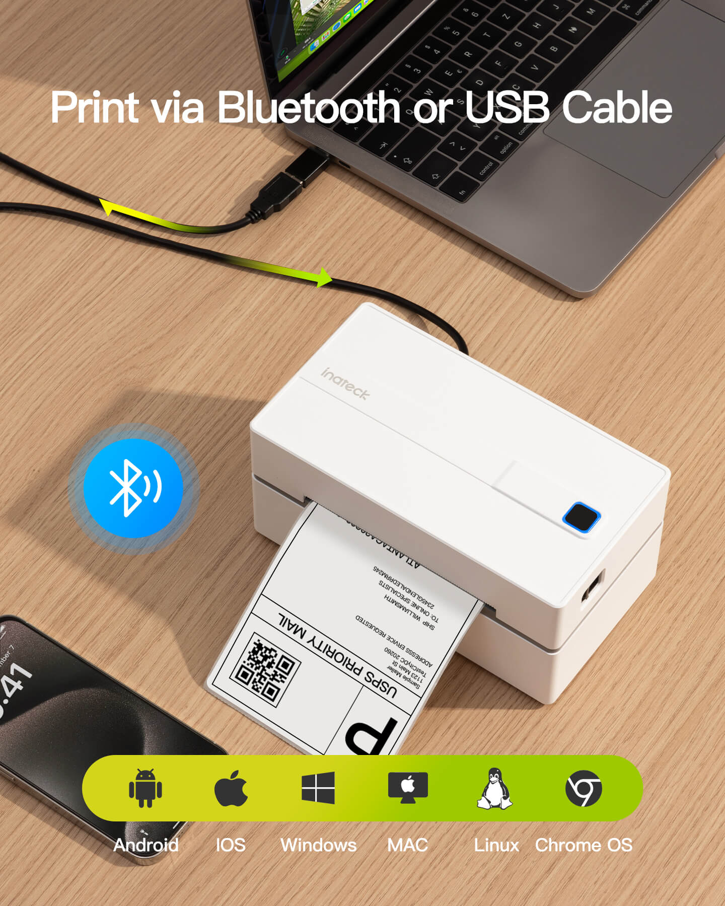 Bluetooth Thermal Label Printer, Wireless 4x6 Shipping Label Printer f ...