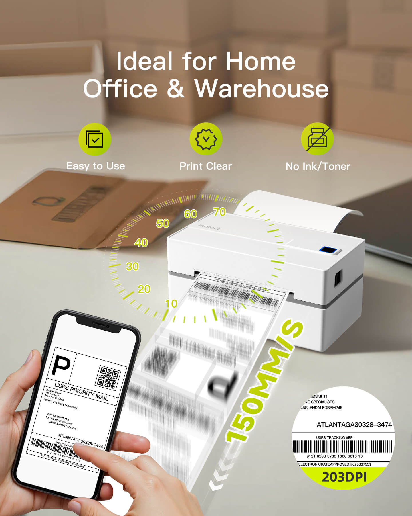 Bluetooth Thermal Label Printer, Wireless 4x6 Shipping Label Printer f ...