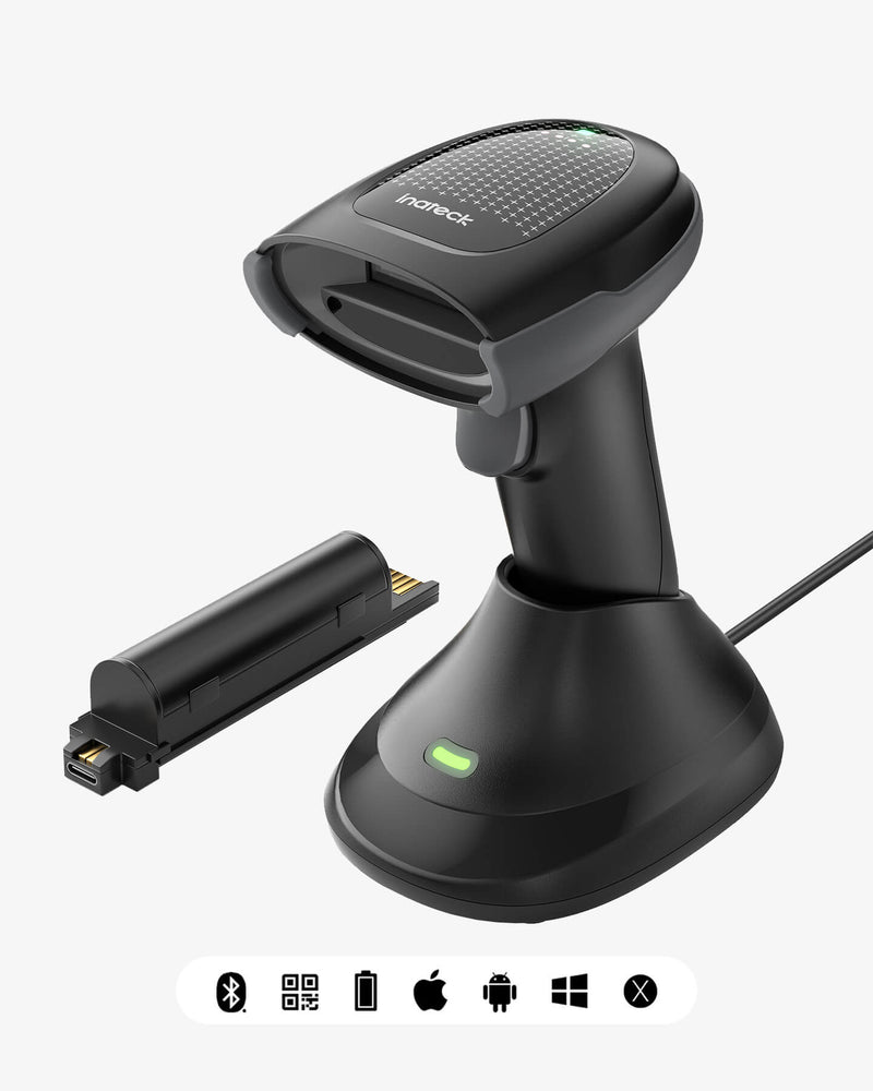 Pro 170B_black, 2D Wireless Barcode Scanner, 2X 2000mAh Replaceable Ba ...