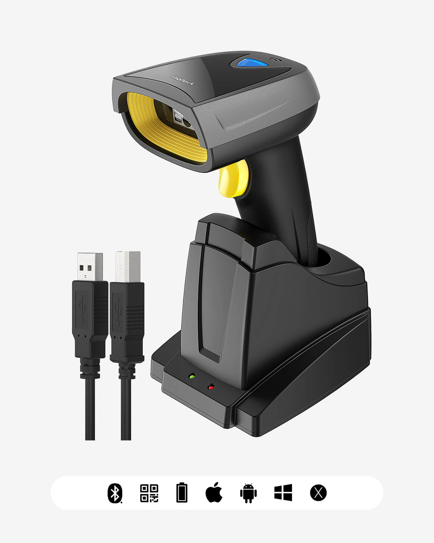Inateck Wireless Bluetooth® 2D Barcode Scanner with Smart Base, BCST-52 ...