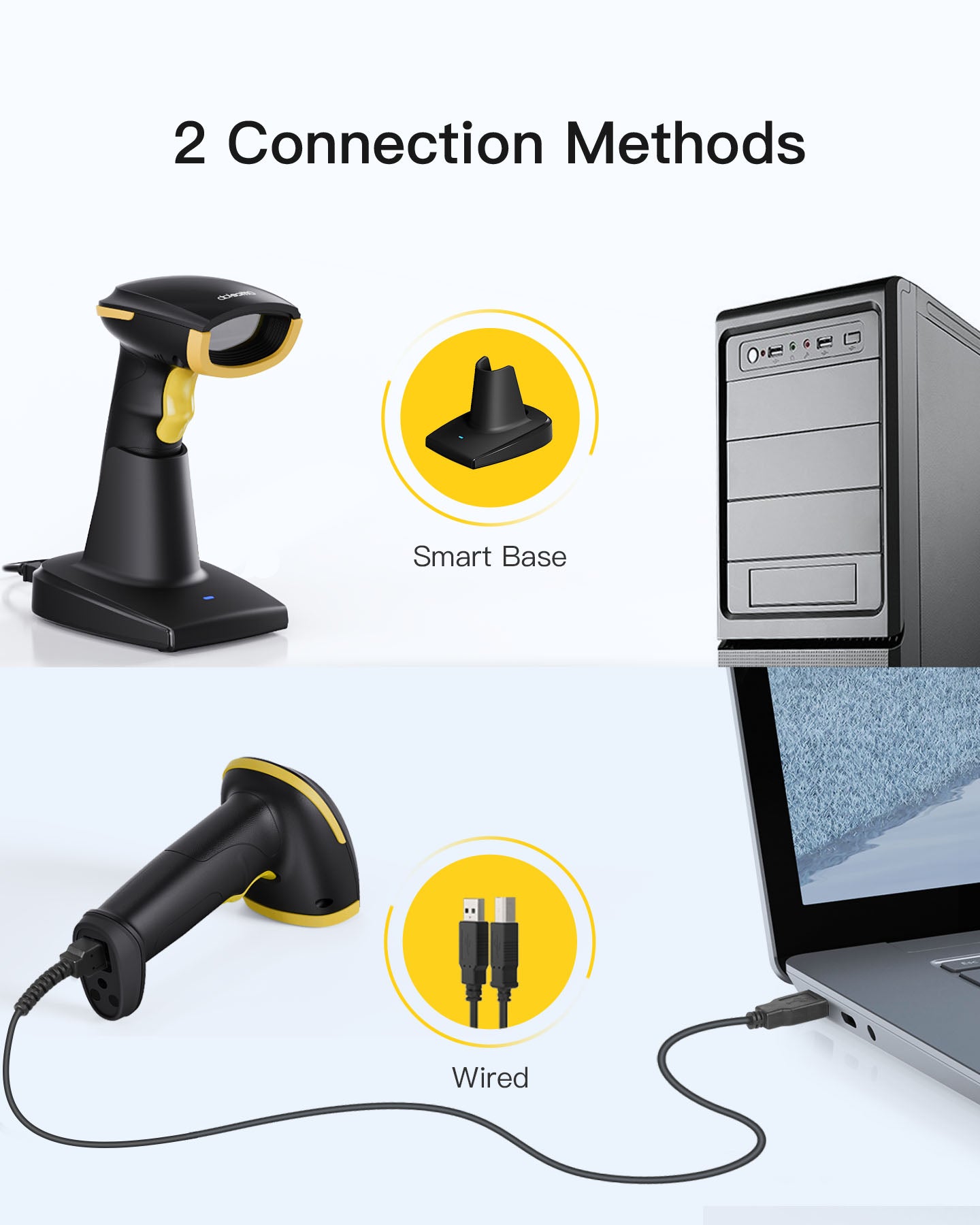 Officelab 1D Wireless Barcode Scanner with Smart Base, Screen Scanning ...