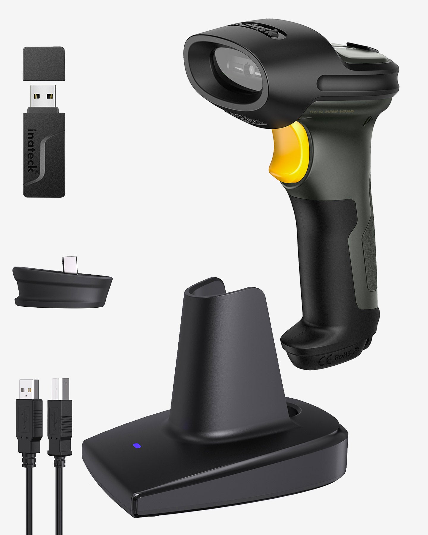 1D Bluetooth Wireless Barcode Scanner P7 + Charging Base BS04001 ...
