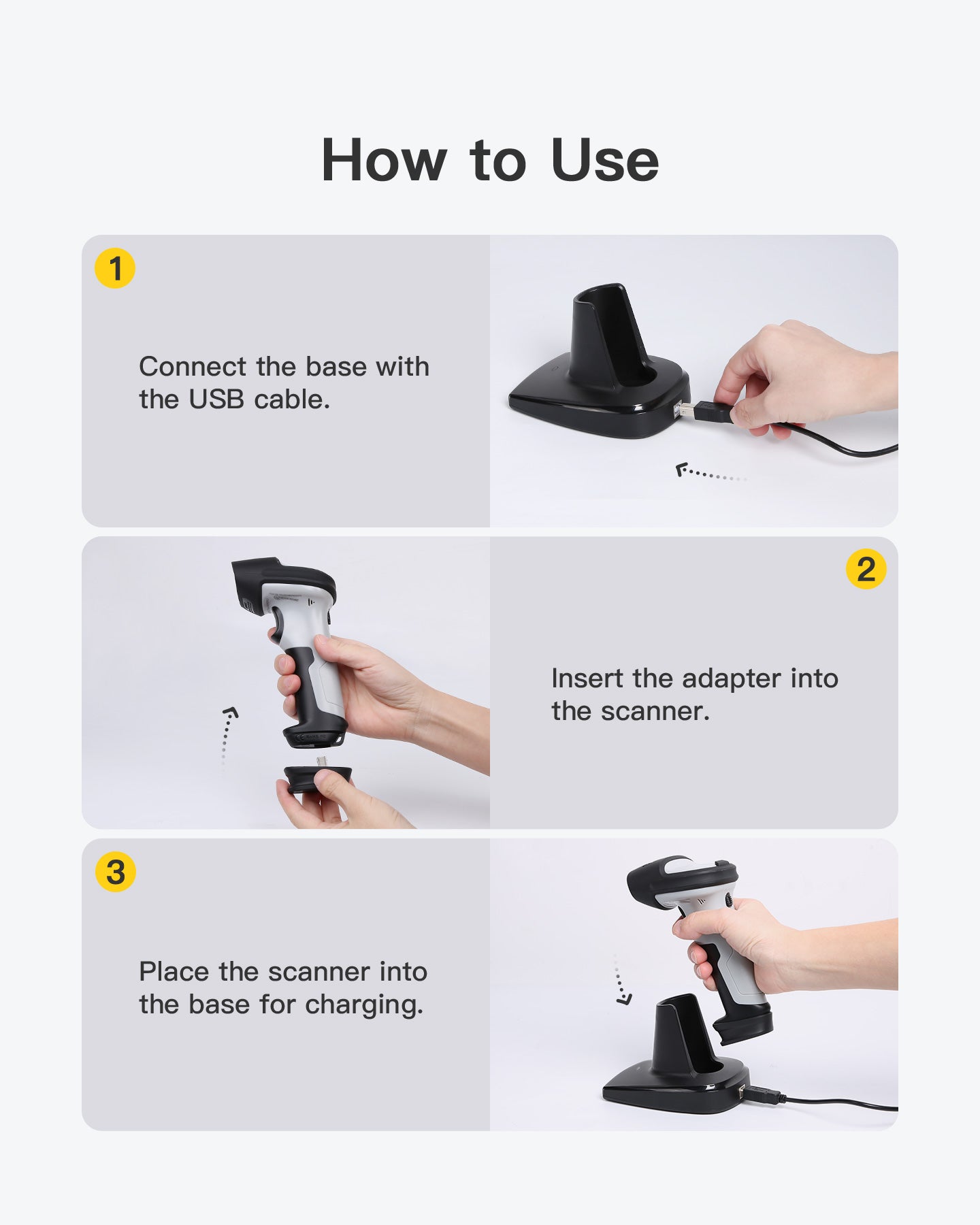 P6, 1D Wireless Barcode Scanner, 2600mAh battery & Charging Base ...