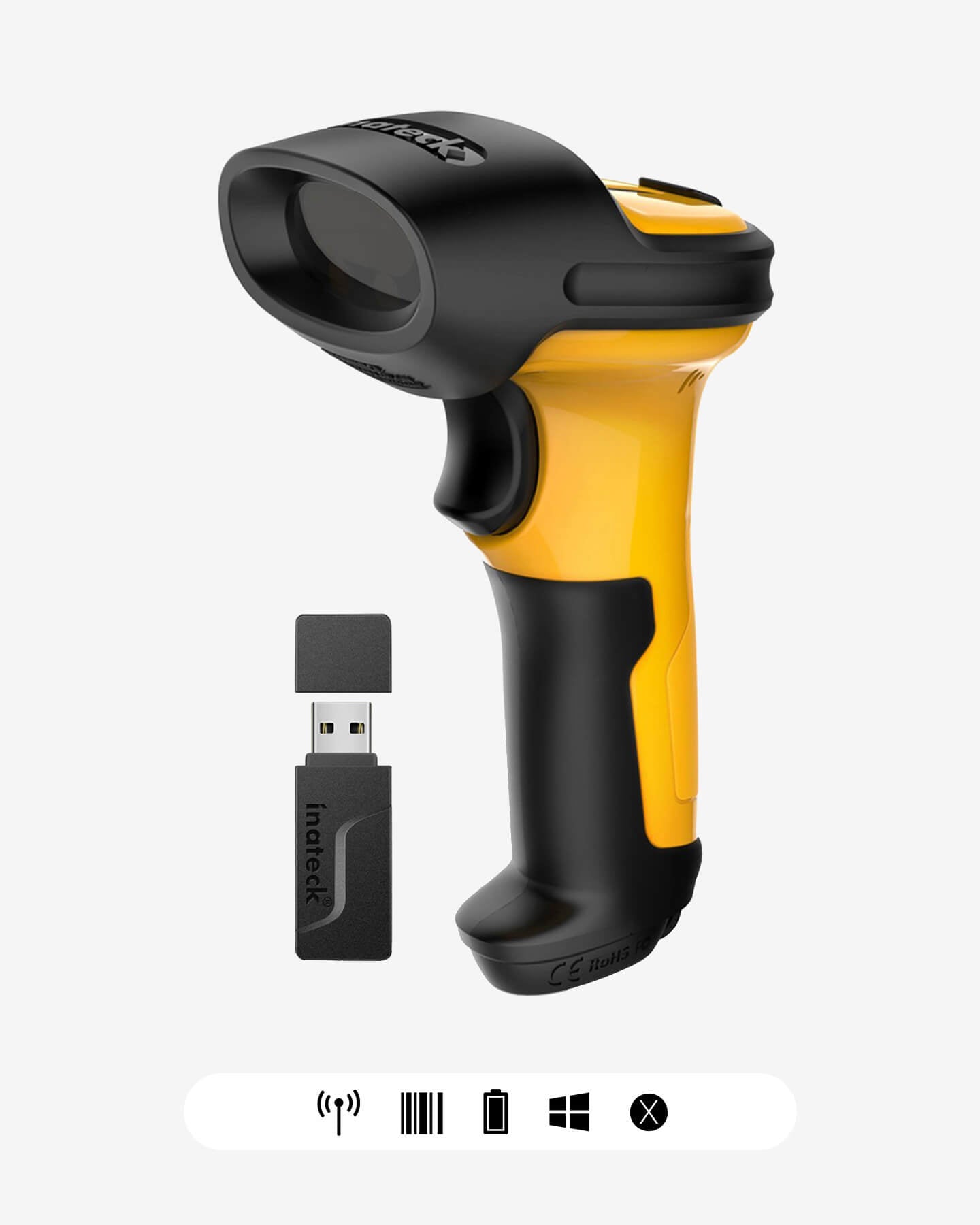 Inateck 2.4GHz Wireless 1D Barcode Scanner with 60m Range, P6 – Inateck ...