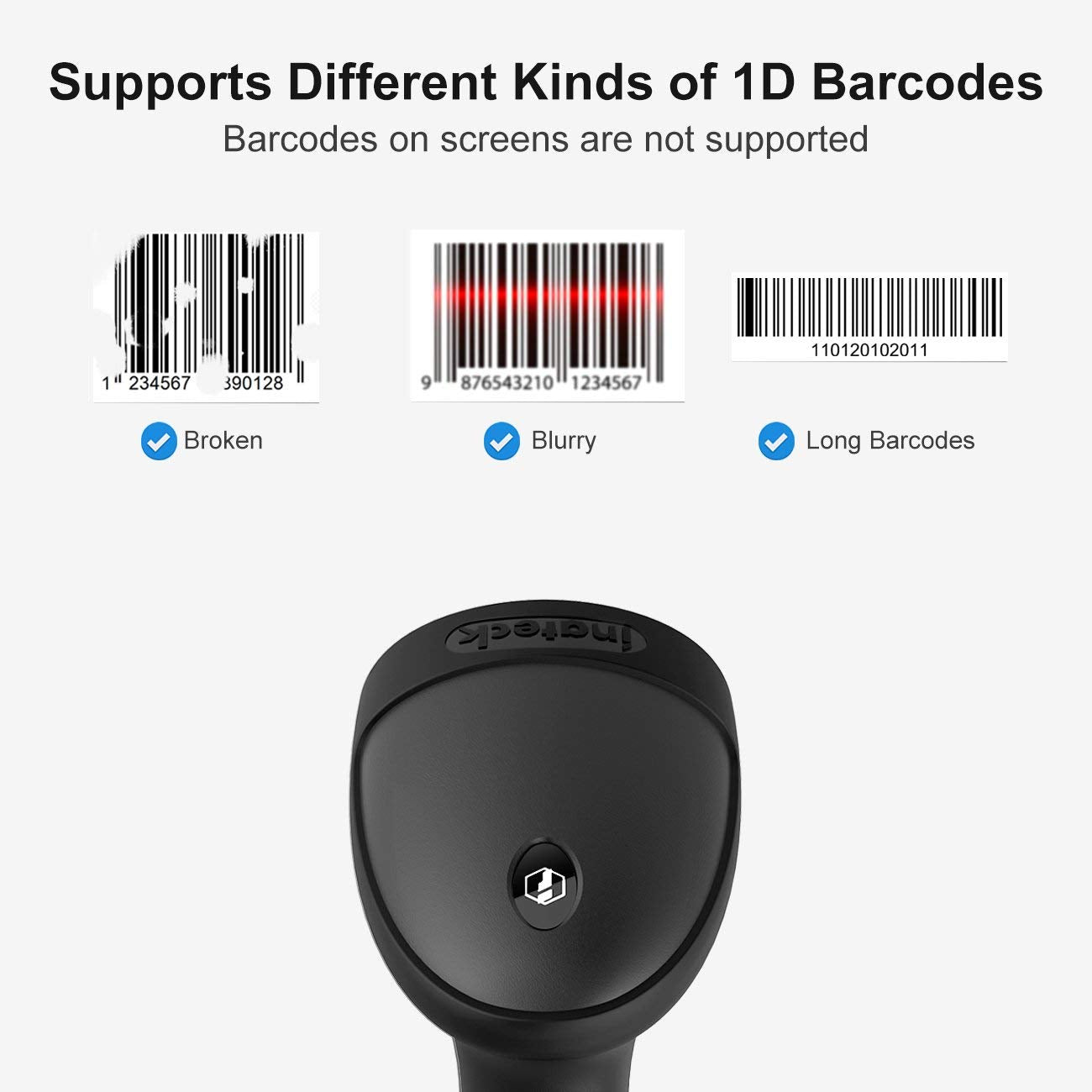Inateck Corded 1D USB Barcode Scanner with Intelligent Stand, BCST-33 ...